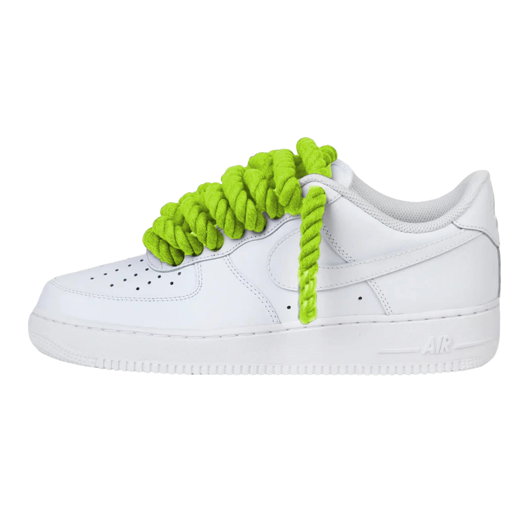 Nike Air Force 1 Low Rope Laces Lime Green Custom - SneakerAsk