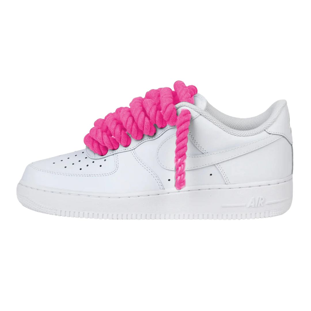 Nike Air Force 1 Low Rope Laces Neon Pink Custom - SneakerAsk